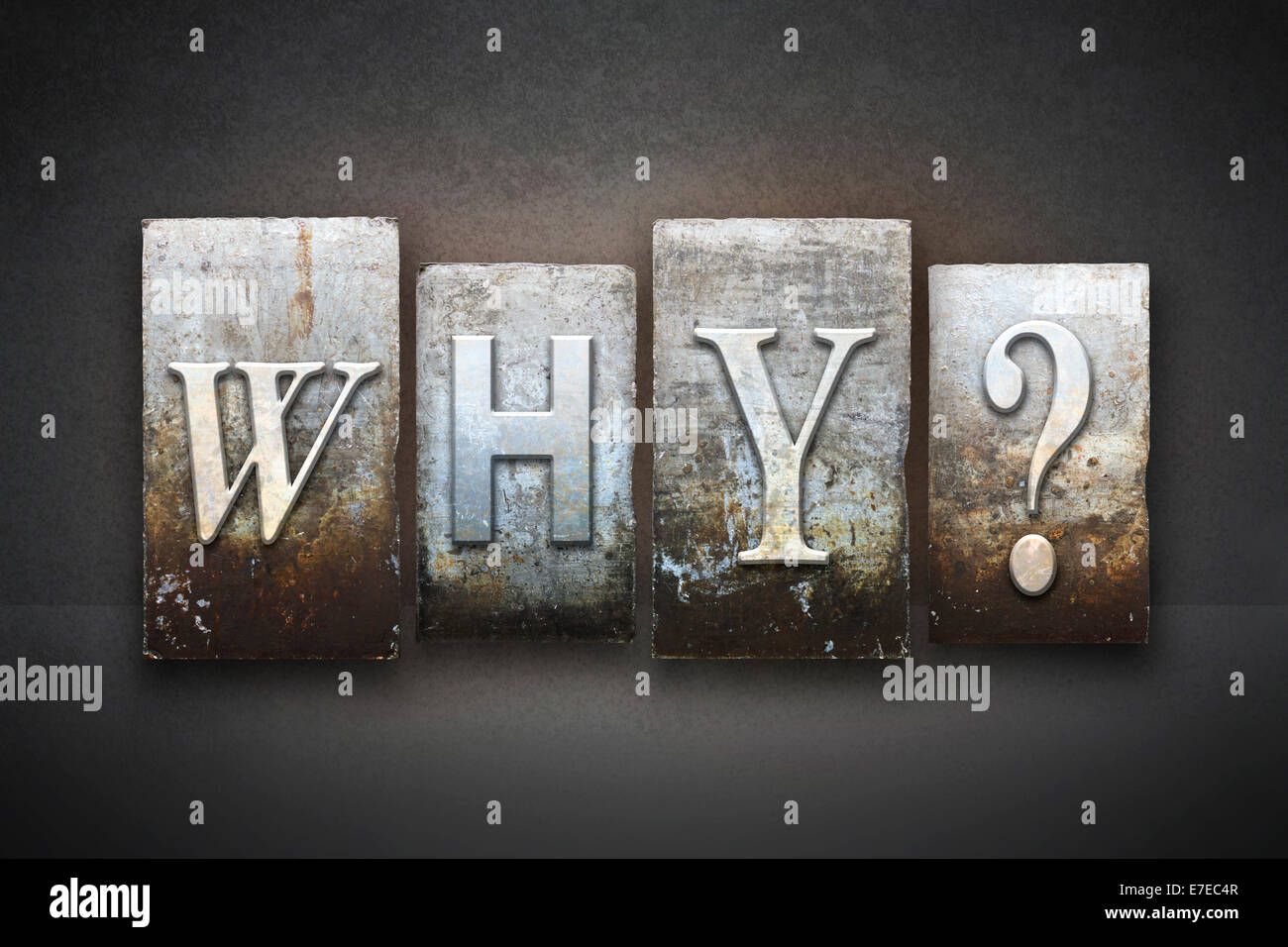 The question WHY? written in vintage letterpress type Stock Photo - Alamy