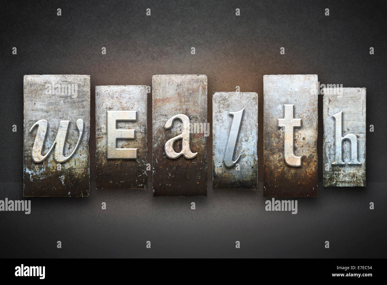The word WEALTH written in vintage letterpress type Stock Photo - Alamy