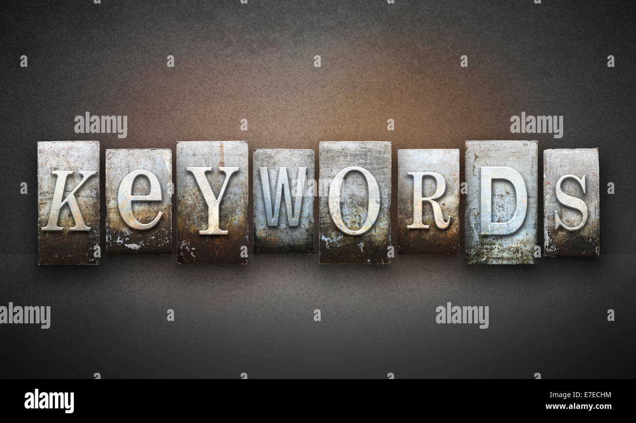 The word KEYWORDS written in vintage letterpress type Stock Photo - Alamy
