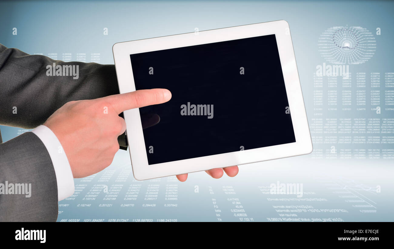 Two hands using tablet pc Stock Photo - Alamy