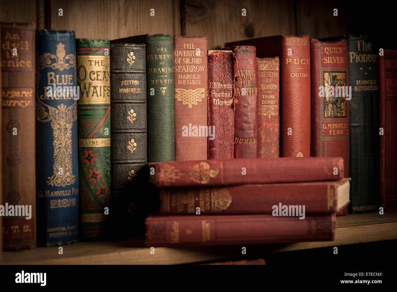 Vintage books in old bookcase hi-res stock photography and images - Alamy