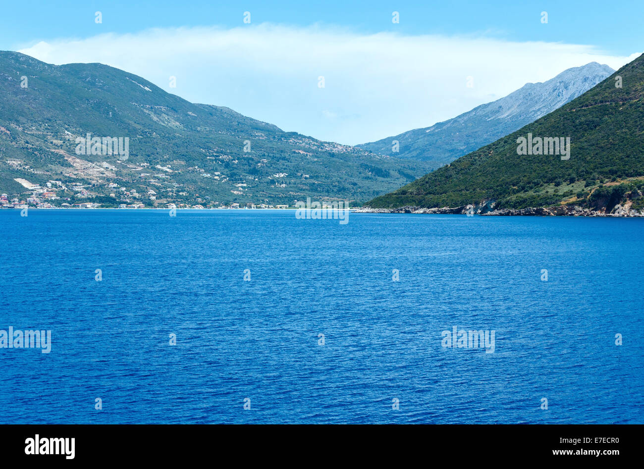 Sea summer view from train ferry (Greece Stock Photo - Alamy