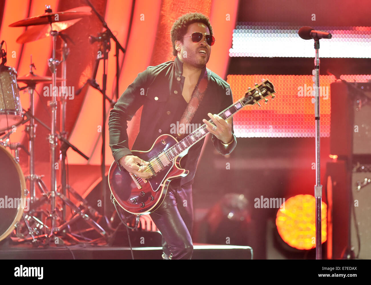 US-singer and musician Lenny Kravitz performs on stage during the ...