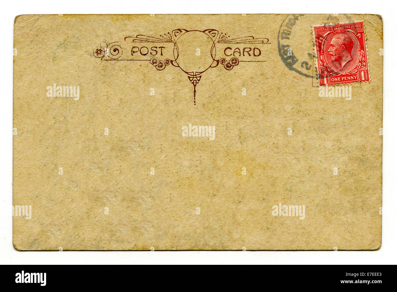 A vintage postcard over a plain white background Stock Photo - Alamy