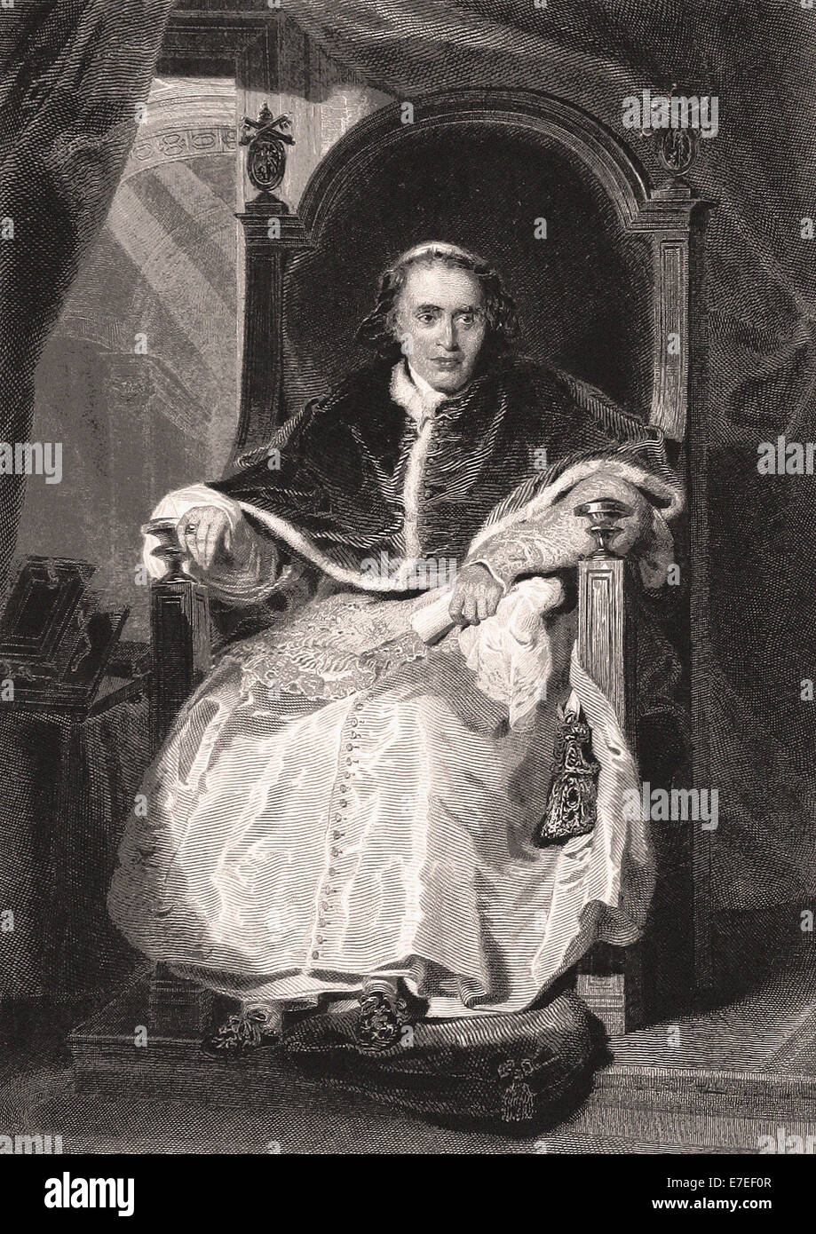 Pope Pie VII - British Engraving - XIX th Century Stock Photo - Alamy