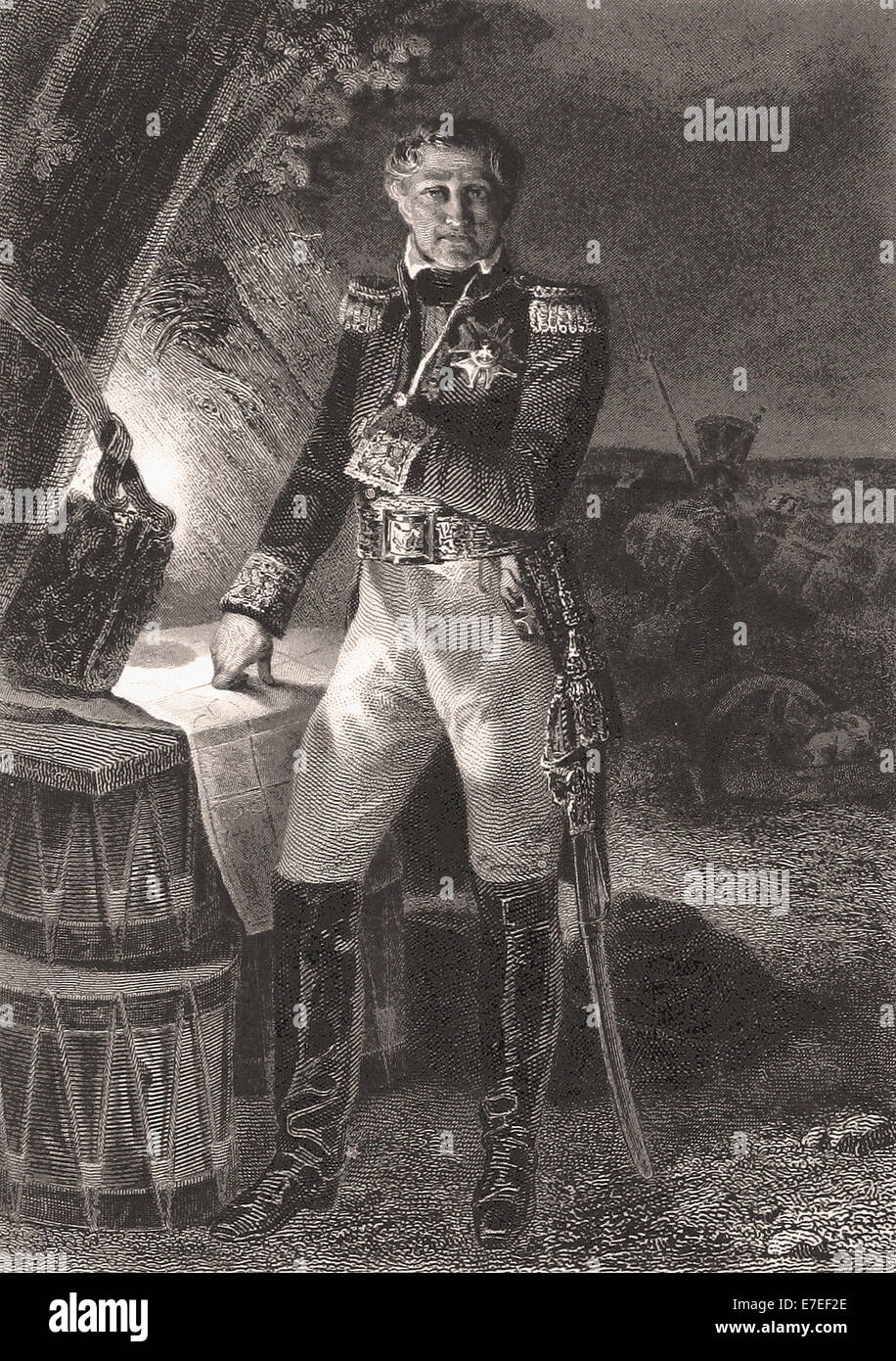 Gouvion Saint Cyr - British Engraving - XIX th Century Stock Photo - Alamy