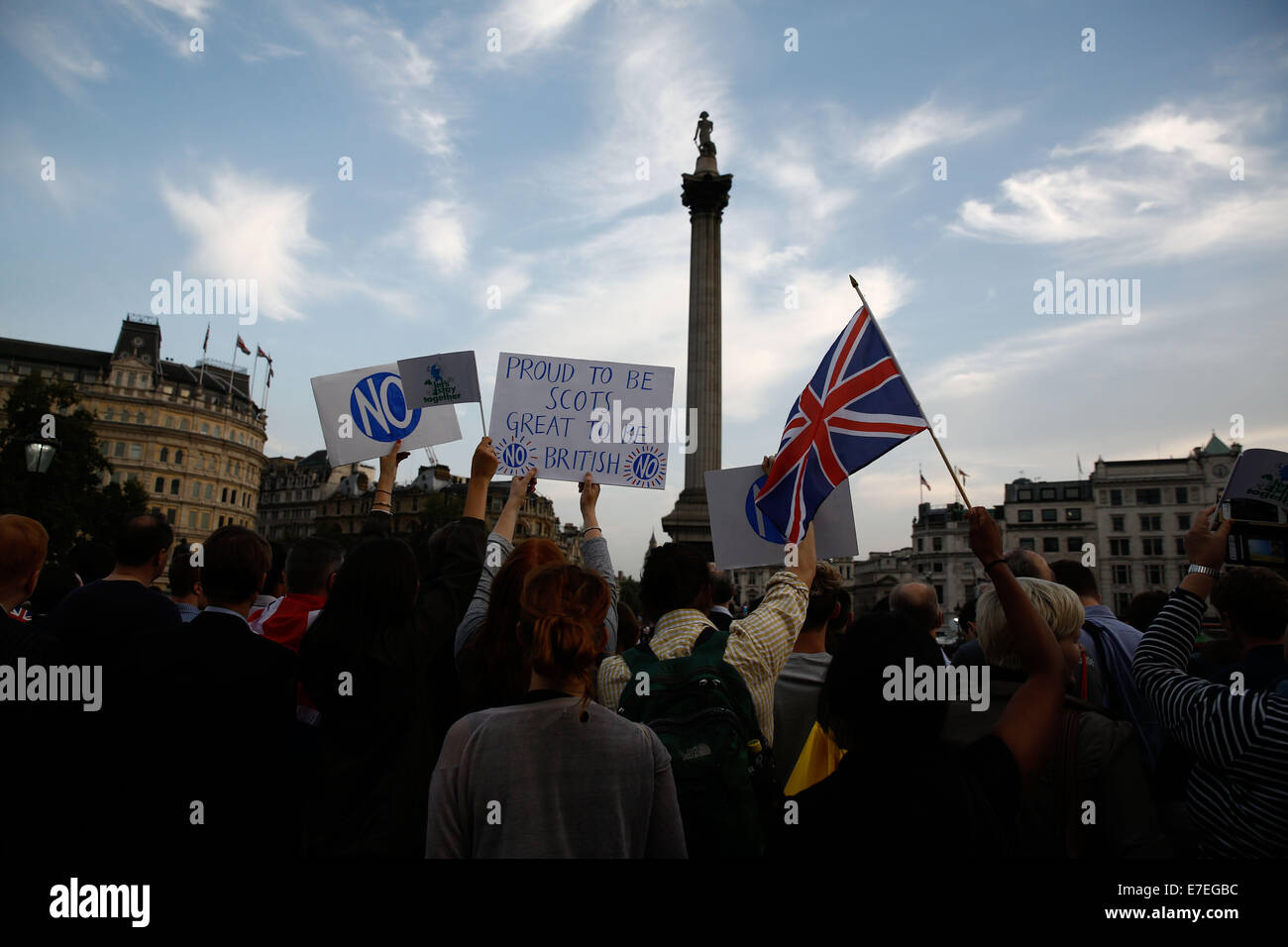Trafalgar Square, London, UK, 15th September, 2014. Sign being held up ...