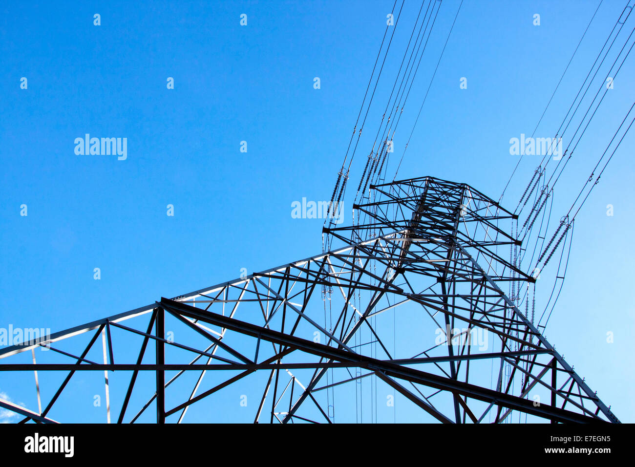 Closeup under view towering steel pylon hi-res stock photography and ...