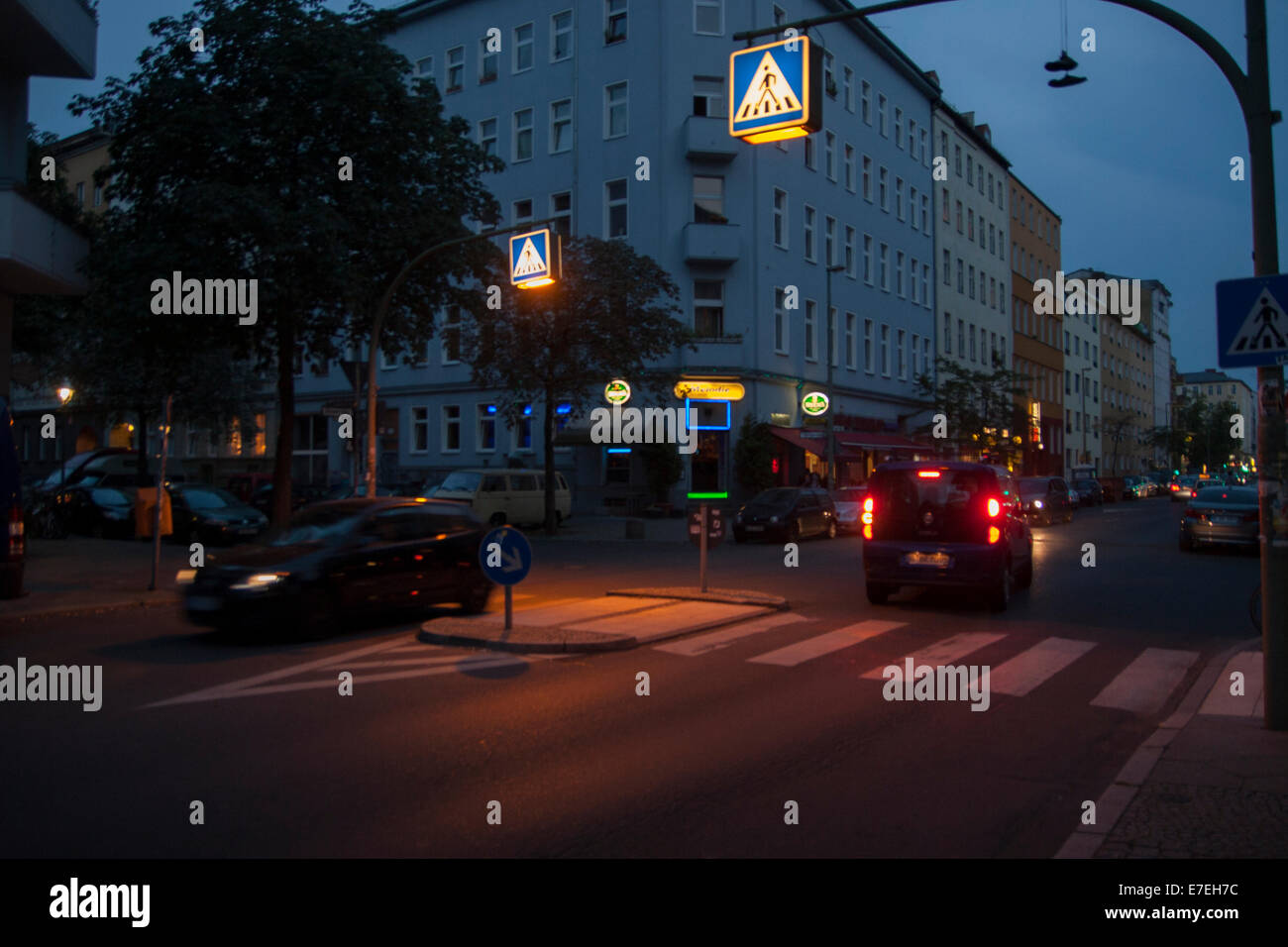 Night Crosswalk Berlin Germany Stock Photo - Alamy