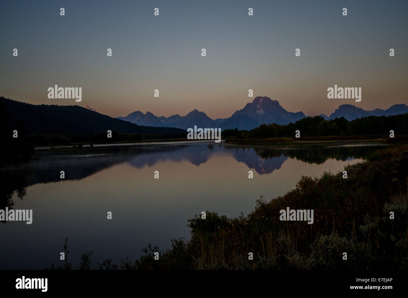 Sunrise on Mount Moran in Grand Teton National Park Stock Photo - Alamy