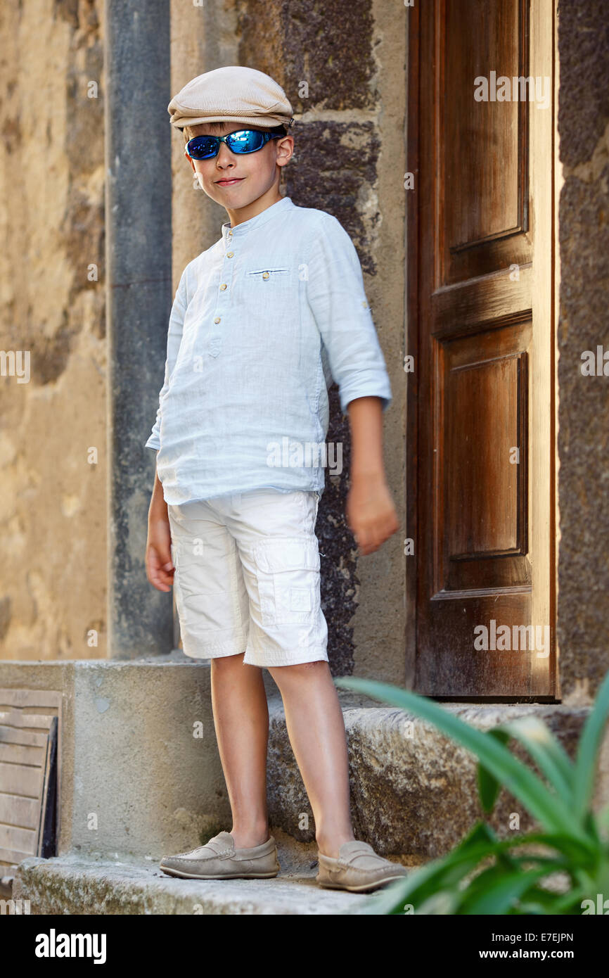 Admiring little boy laughing outdoors Stock Photo - Alamy
