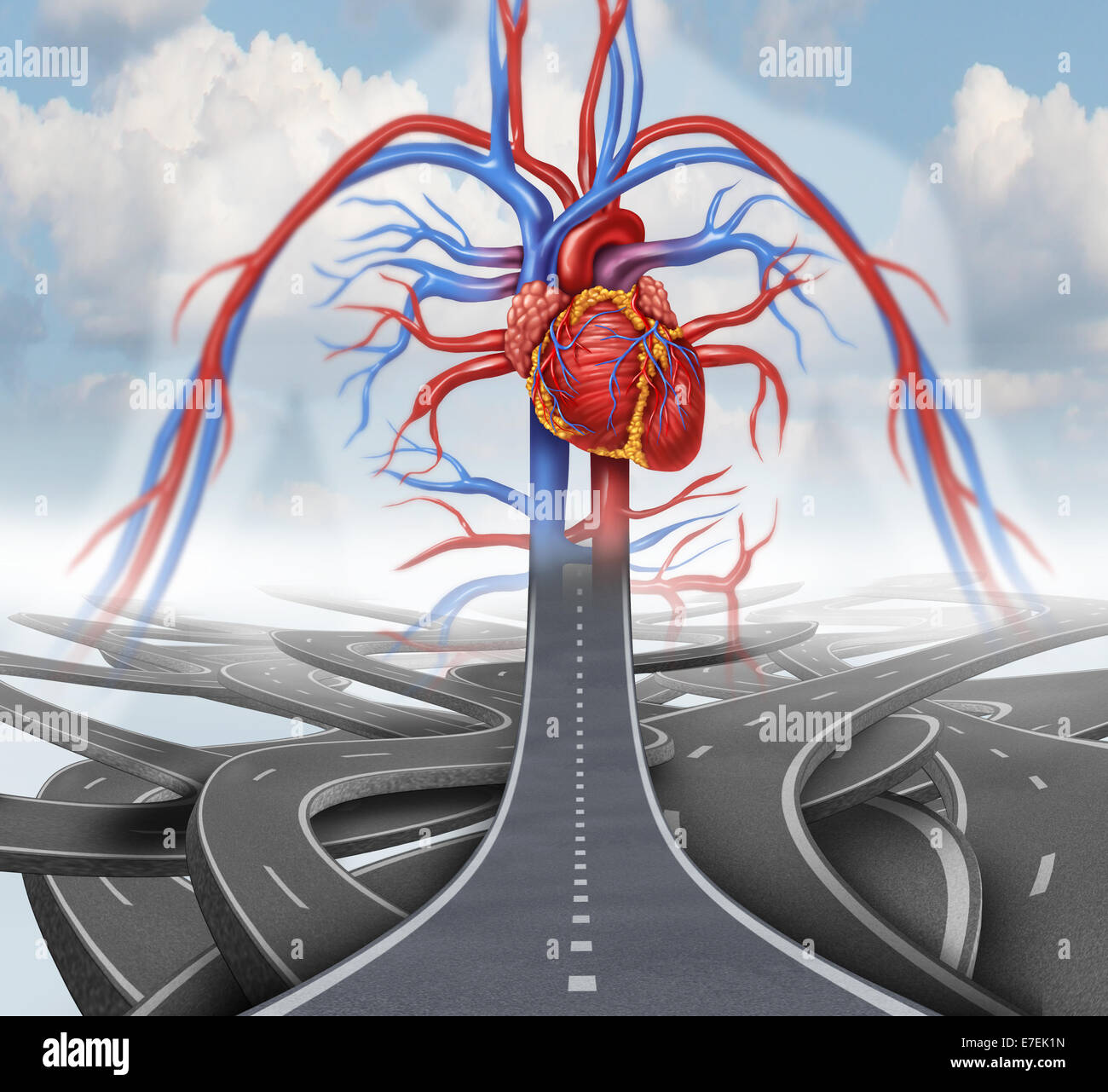 Road to health medical health care concept as a group of tangled roads ...