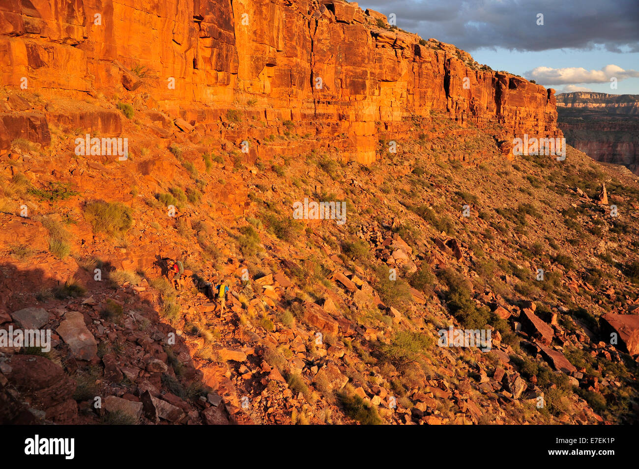 Hikers climb out of Surprise Valley through a break in the 400-foot ...