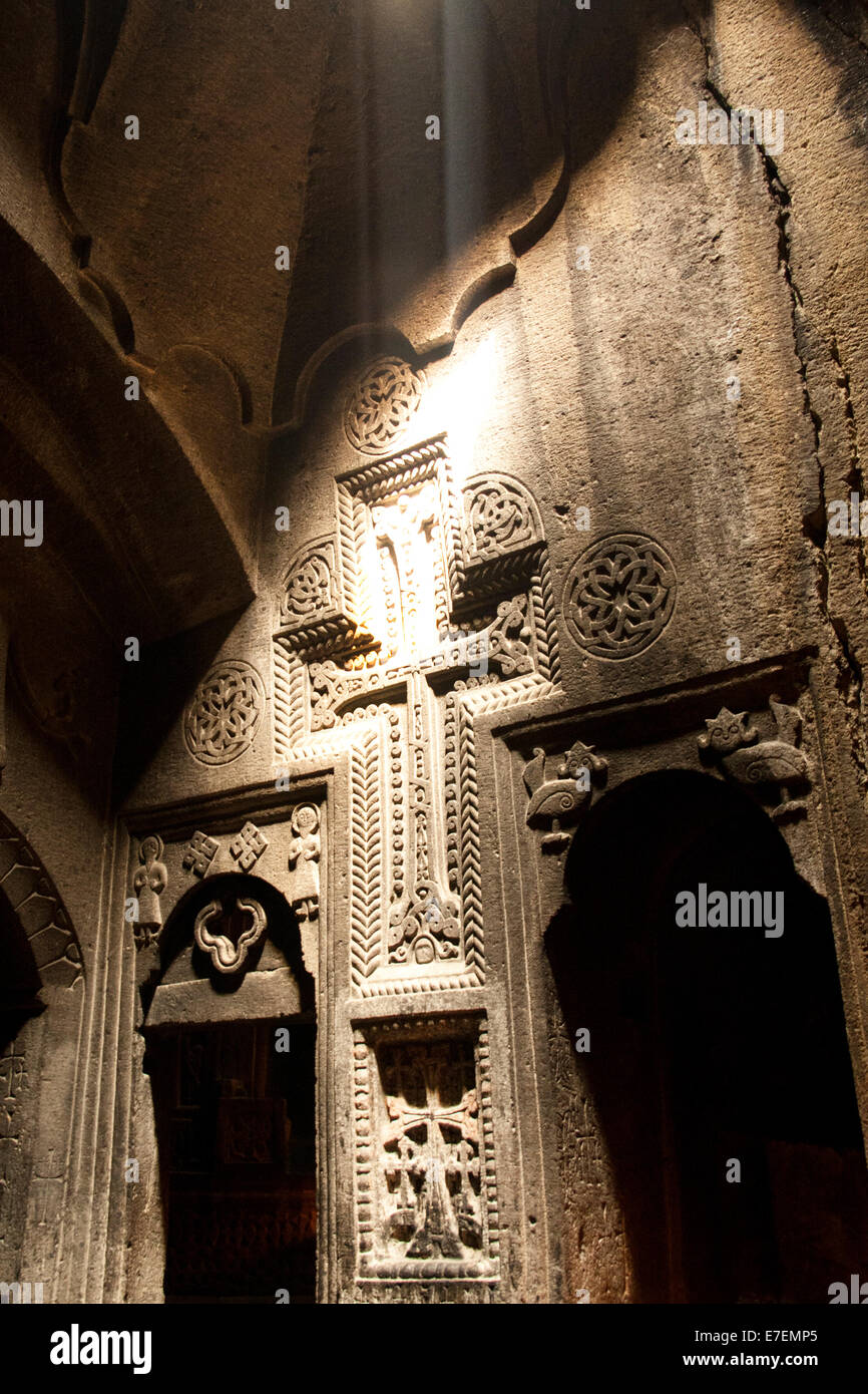 Light inside the Geghard monastery Stock Photo - Alamy