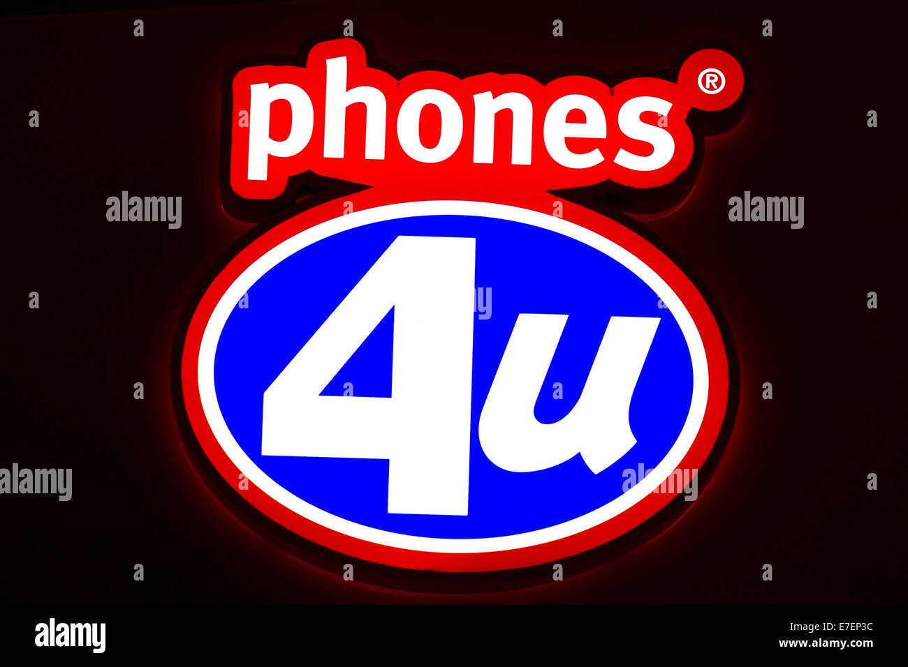 CARDIFF, WALES - SEPTEMBER 15: A Phones 4u shop sign seen on Queen Street in Cardiff. The mobile ...