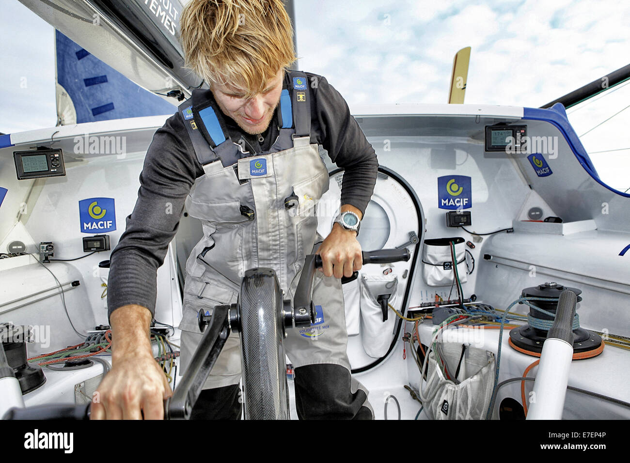 Onboard the IMOCA Open 60 Macif crewed by Francois Gabart and Michel ...