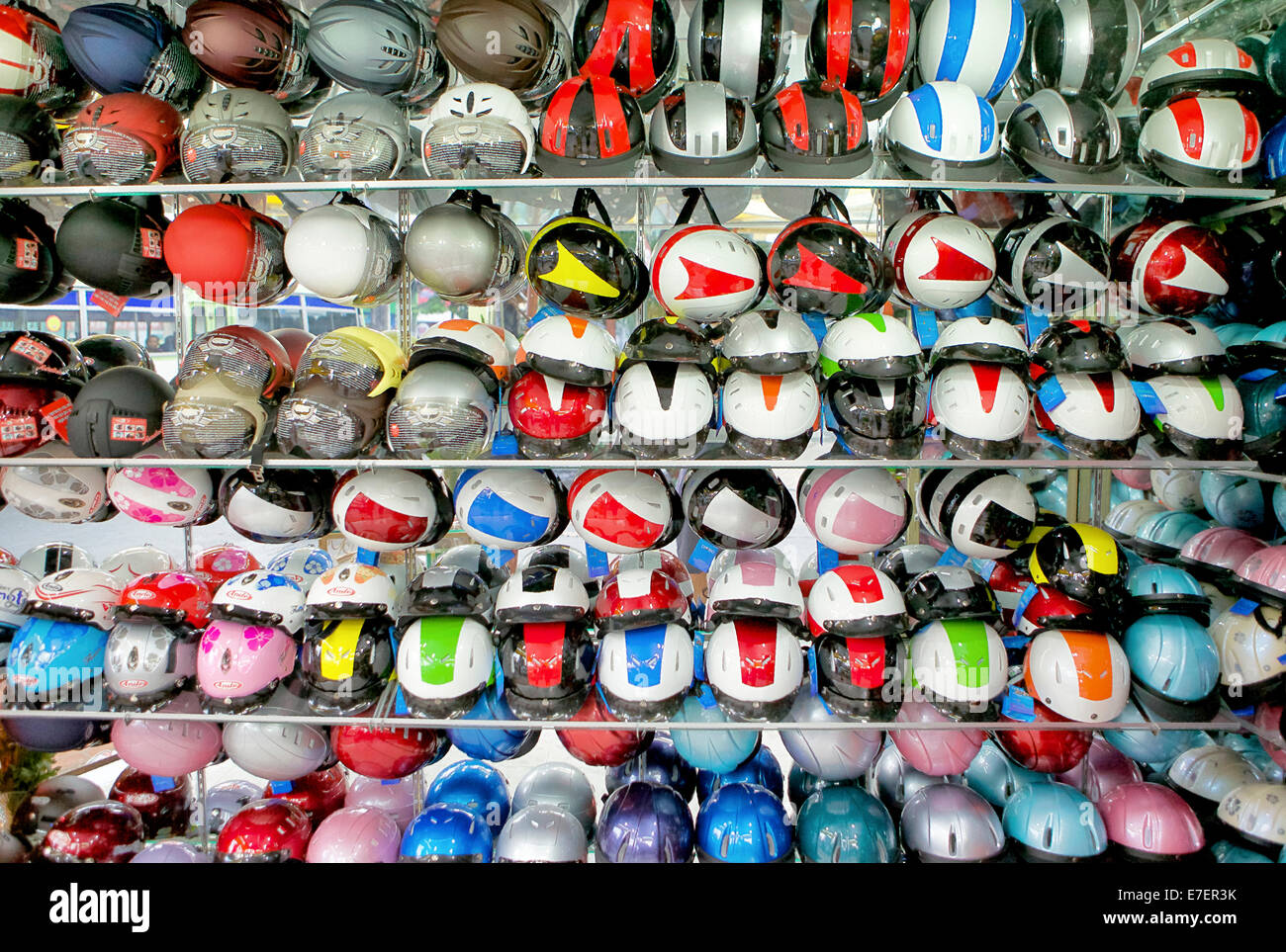Helmets store in Ho Chi Minh City, Saigon, Mekong Delta, Vietnam Stock ...
