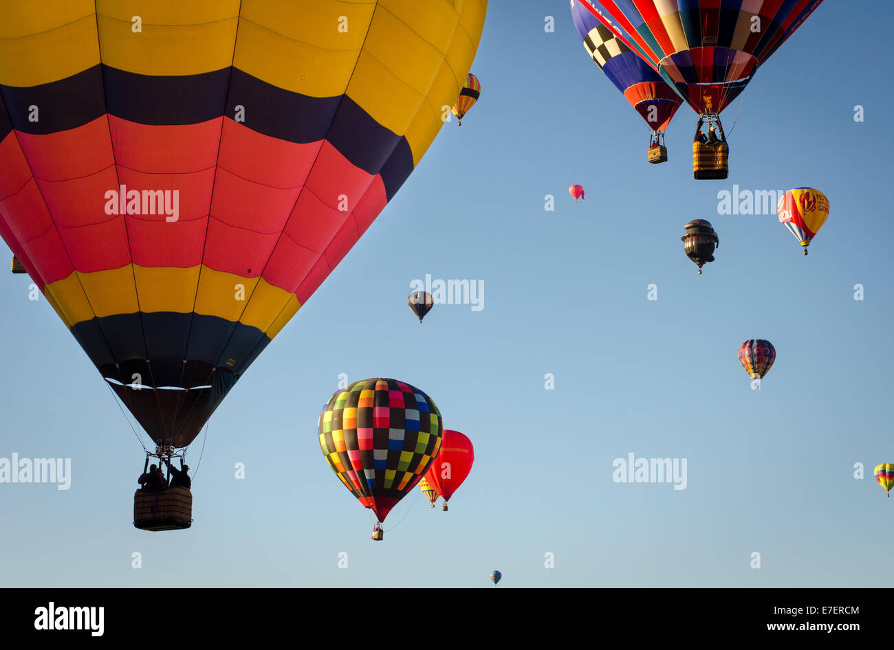 Hot air balloons lift skyward. The Albuquerque International Balloon ...