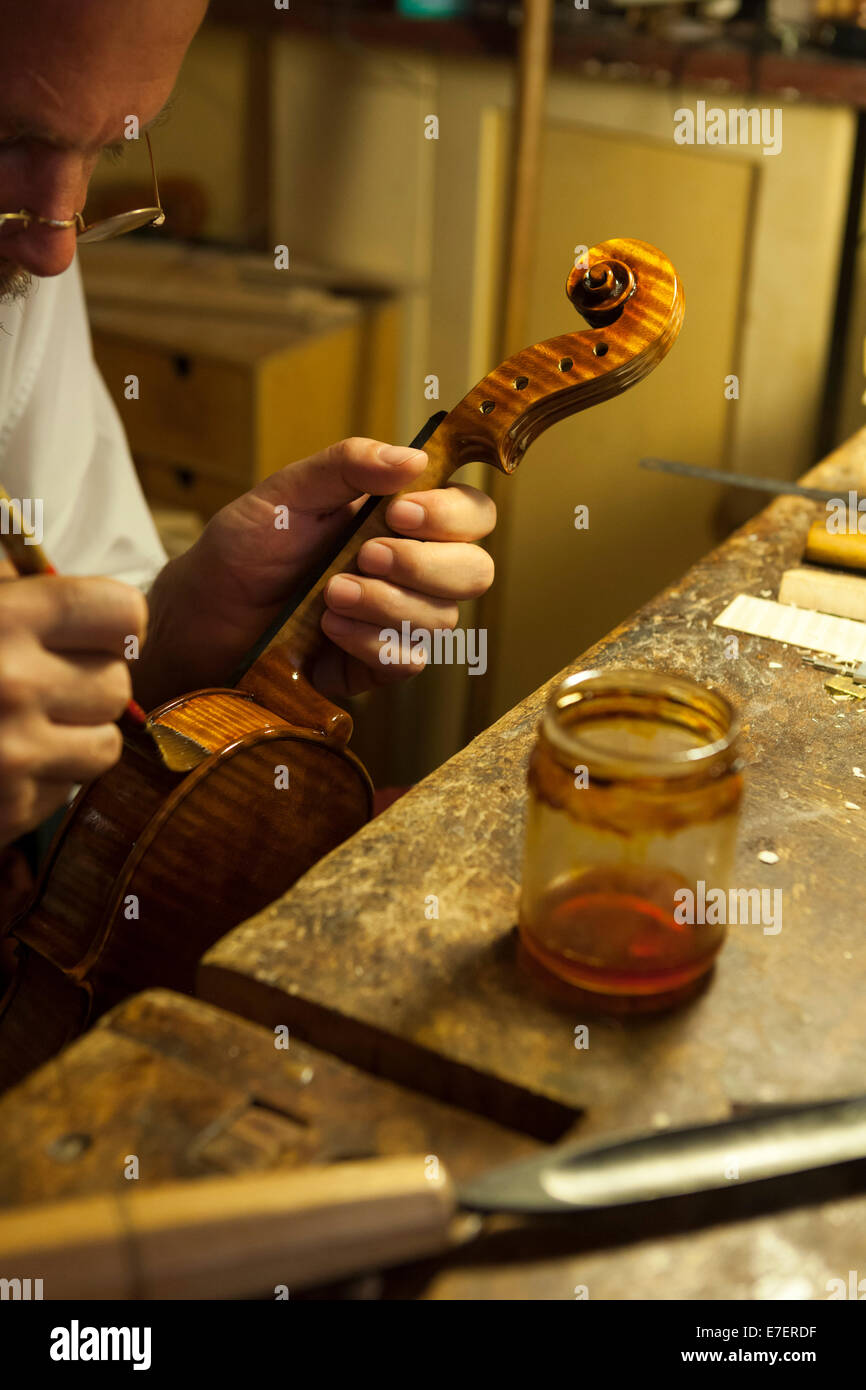 Violin maker in workshop in Rome Stock Photo - Alamy