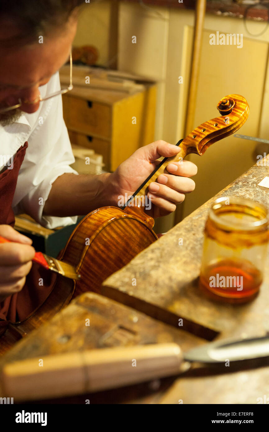 Violin maker in workshop in Rome Stock Photo - Alamy