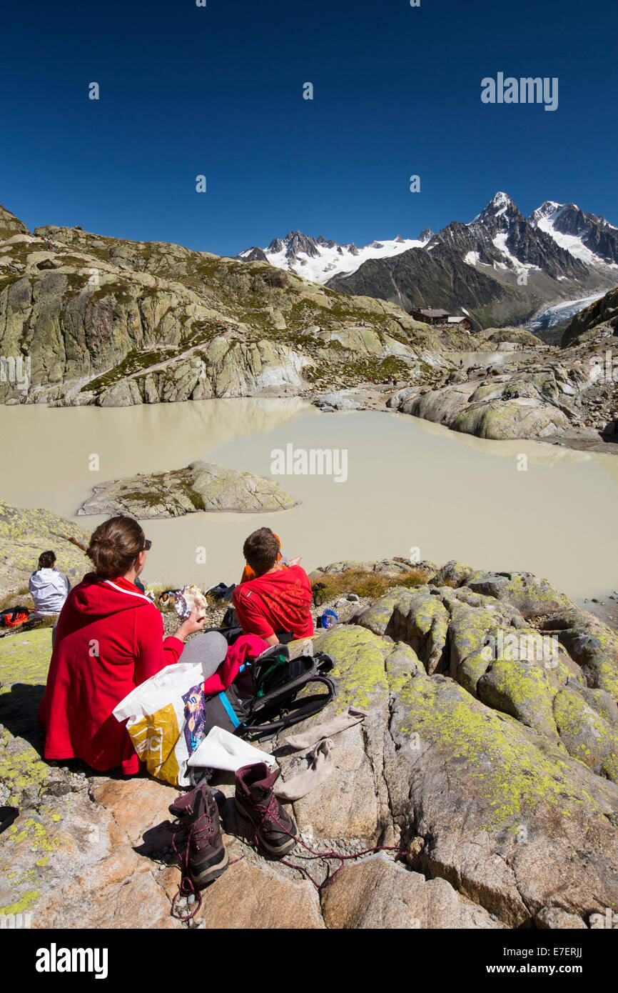 Lac Blanc on the Aiguille rouge above Chamonix, France Stock Photo - Alamy