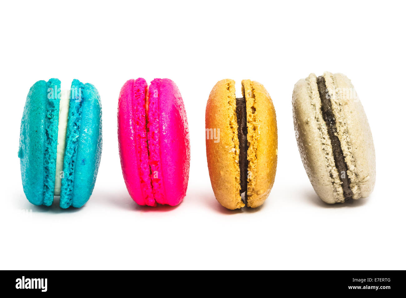 Colorful french macaroons on white background Stock Photo - Alamy