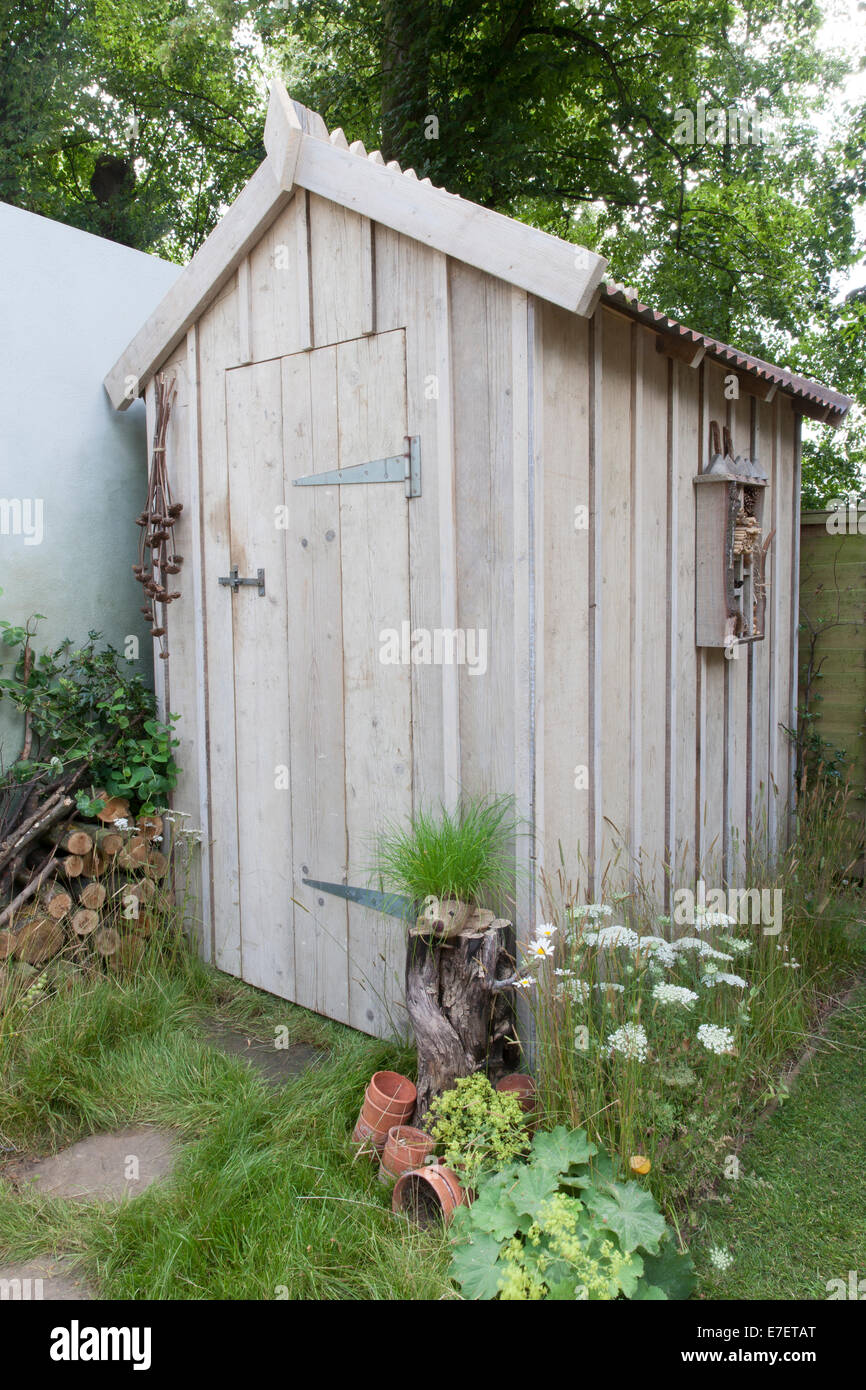 Garden - Hedgehog Garden - view of garden shed with bug insect hotel on ...