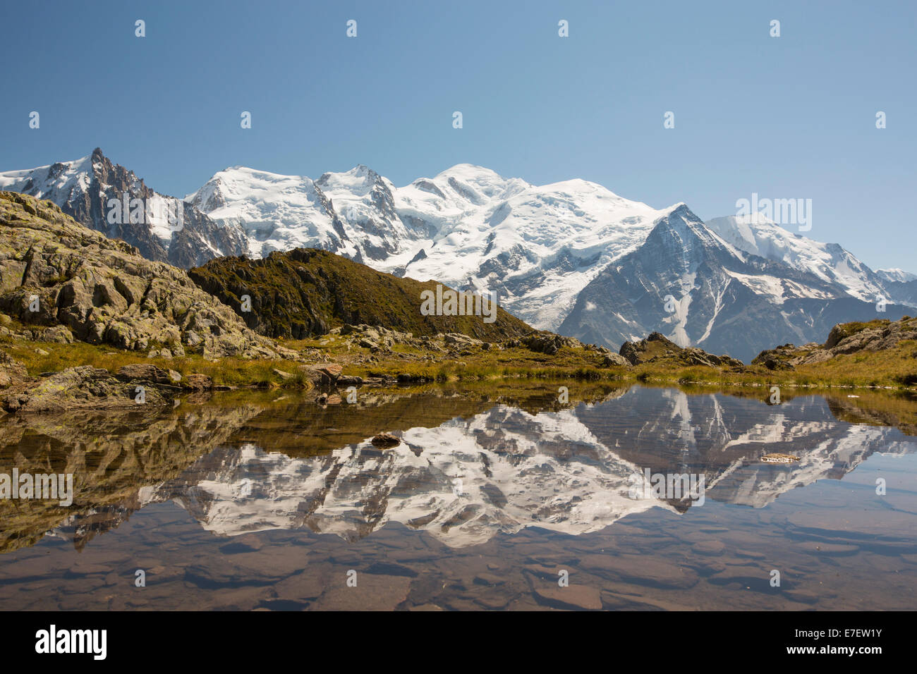 Mont Blanc and the Bossons glacier from the Aiguille Rouge, France ...
