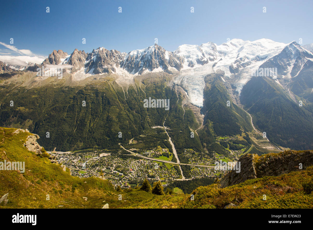 Mont Blanc and the Bossons glacier from the Aiguille Rouge, France ...