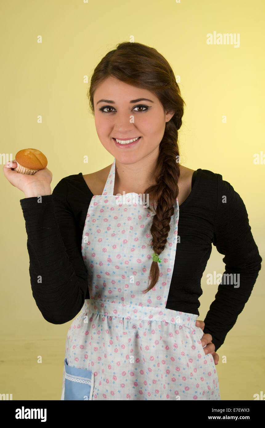 beautiful young woman chef cook baker wearing apron Stock Photo - Alamy