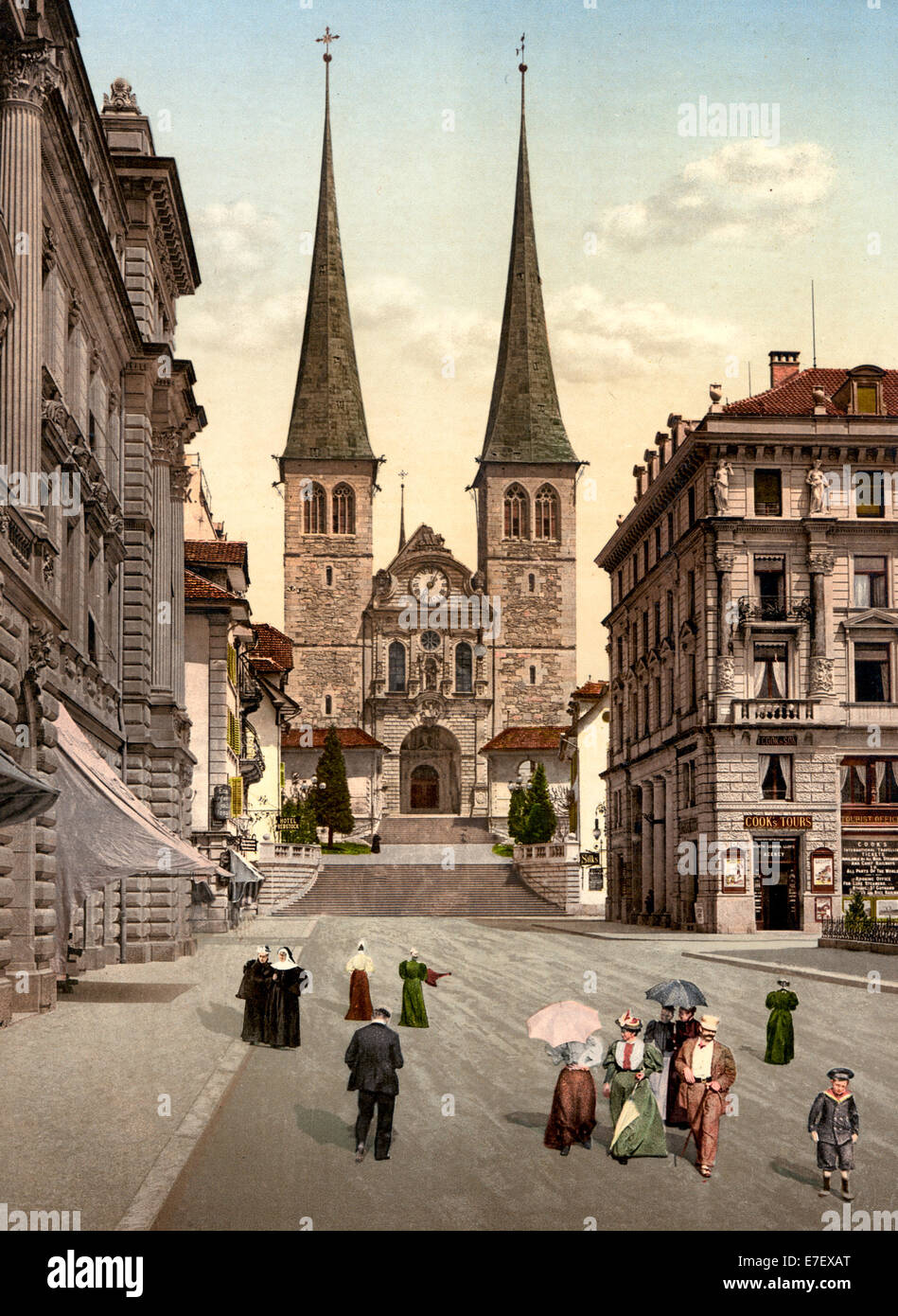The cathedral, Lucerne, Switzerland, circa 1900 Stock Photo - Alamy