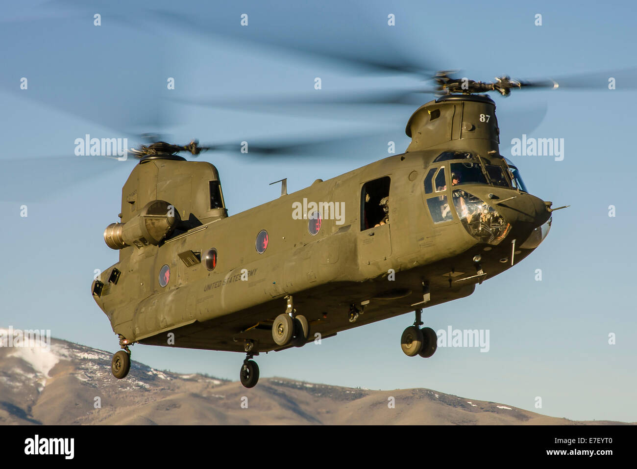A Nevada National Guard CH-47 Chinook helicopter takes off from Reno ...