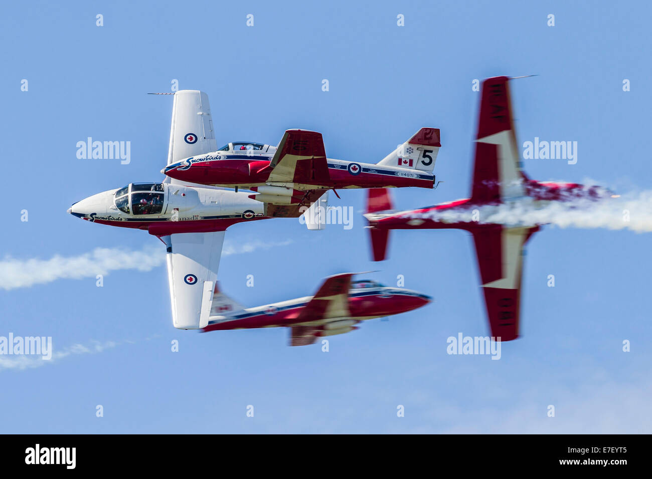 Four Royal Canadian Air Force Tutor trainer aircraft of the Snowbirds ...