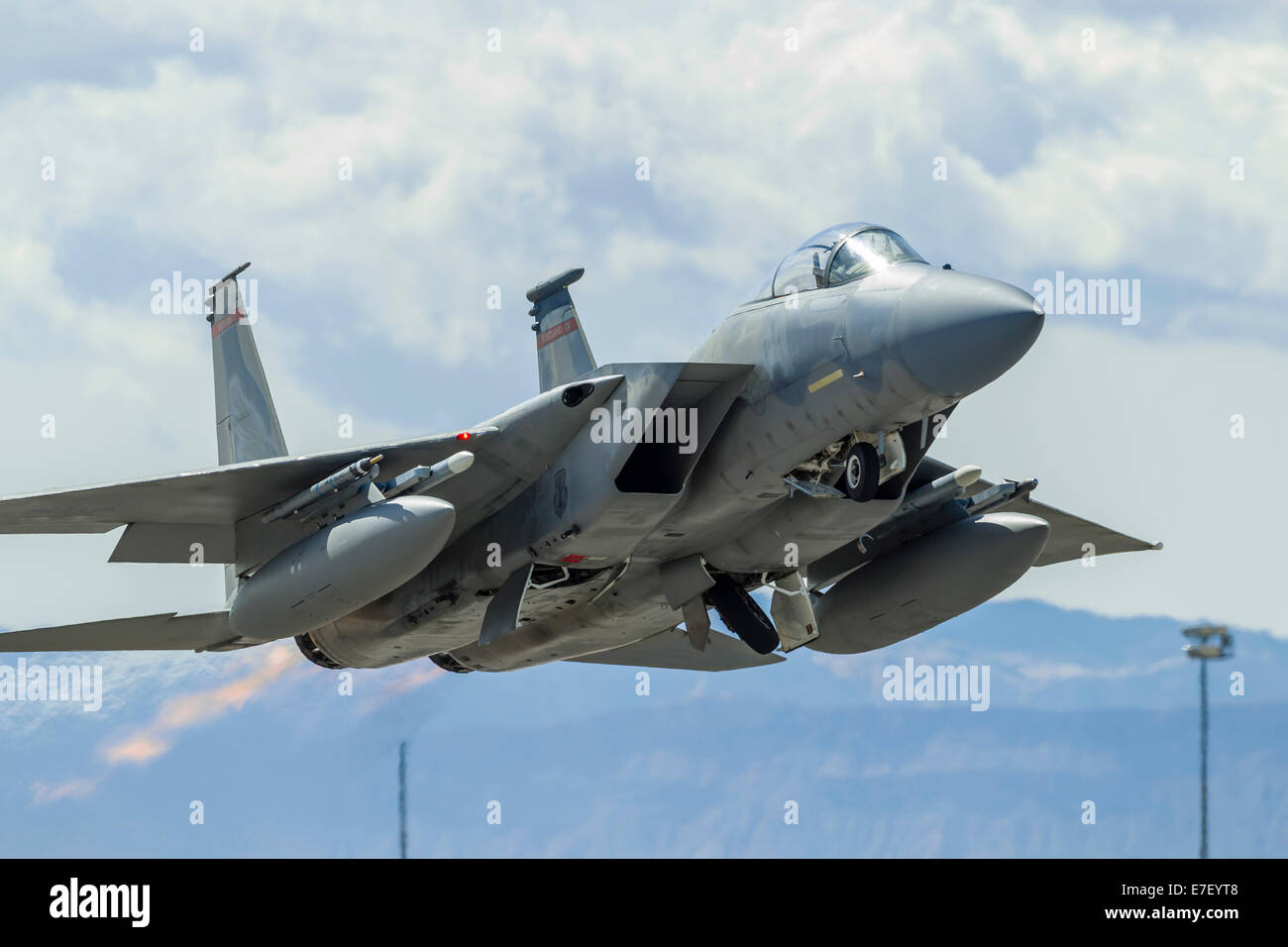 A U.S. Air Force F-15C Eagle taking off from Nellis Air Force Base ...
