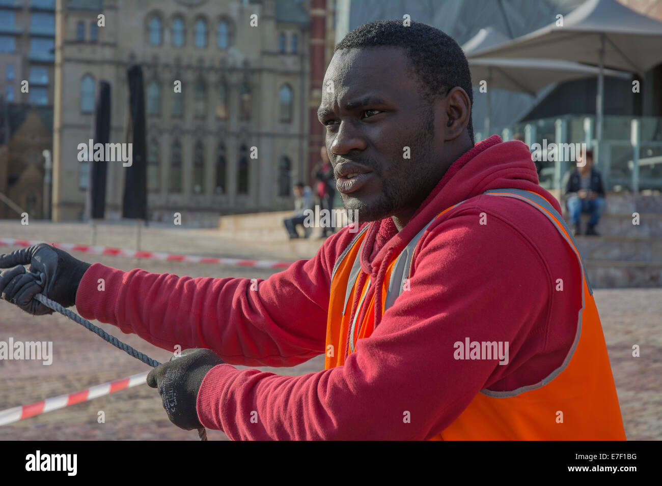 Construction worker pulling rope hi-res stock photography and images ...