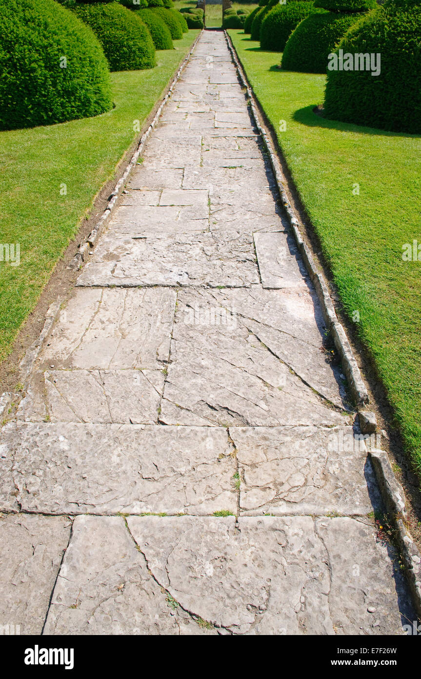 Stone alley in formal English garden, Devon, UK Stock Photo - Alamy
