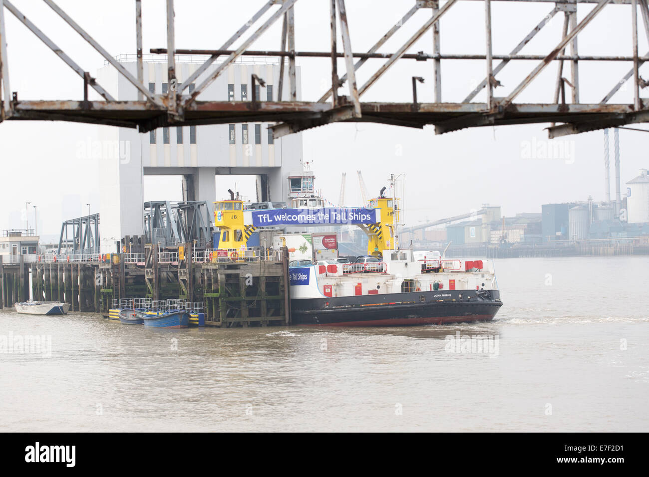 Woolwich free ferry during Tall Ships Festival on the river Thames in ...