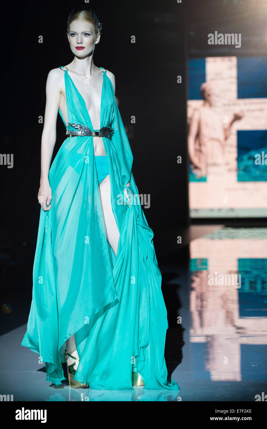 Madrid, Spain. 15th Sep, 2014. Model at the Andres Sarda show during ...