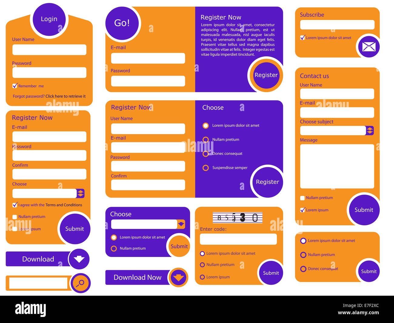 Web form with trendy flat design and vivid colors Stock Photo - Alamy