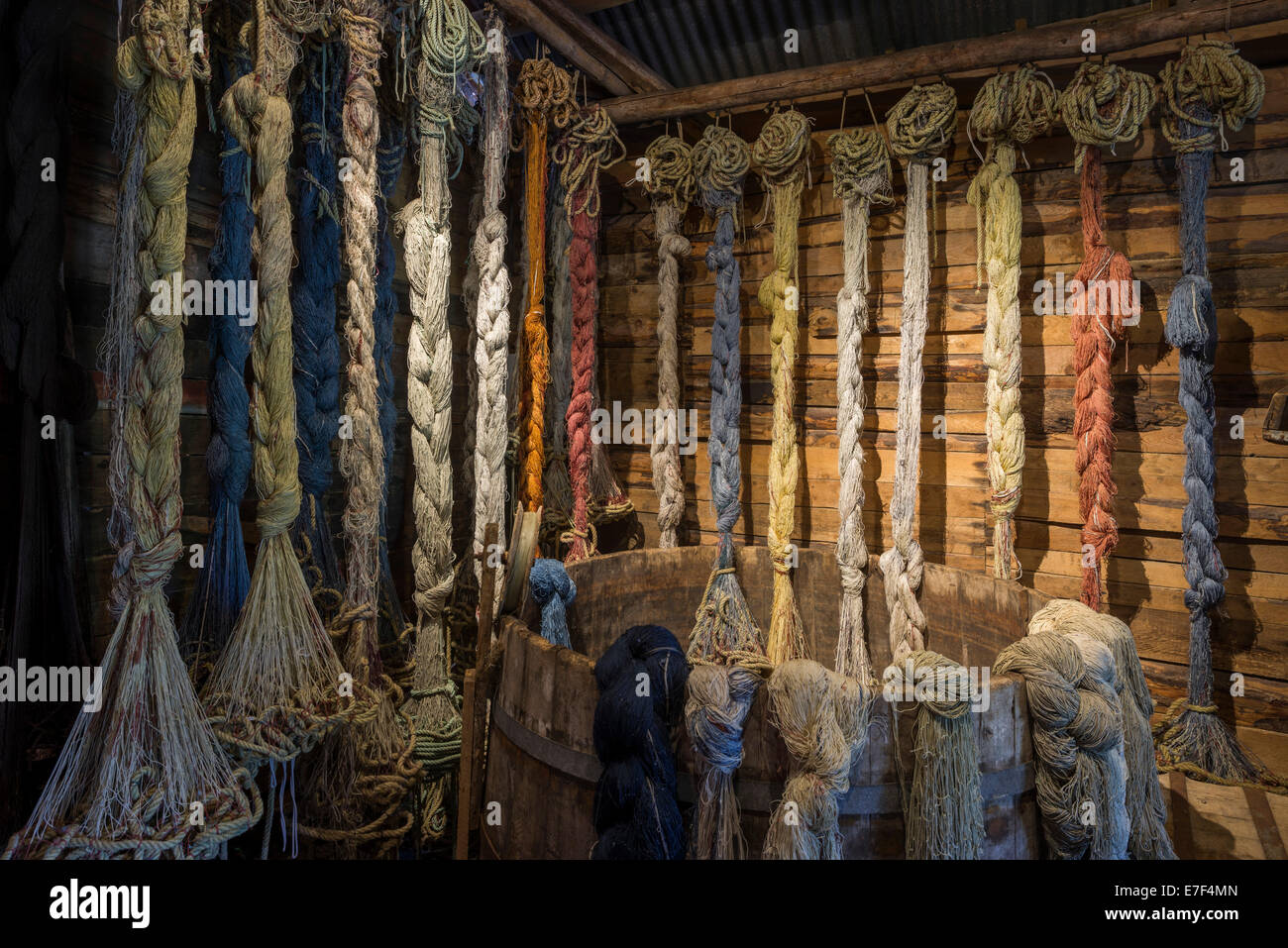Different coloured hemp ropes at the Museum of Nusfjord, Lofoten ...