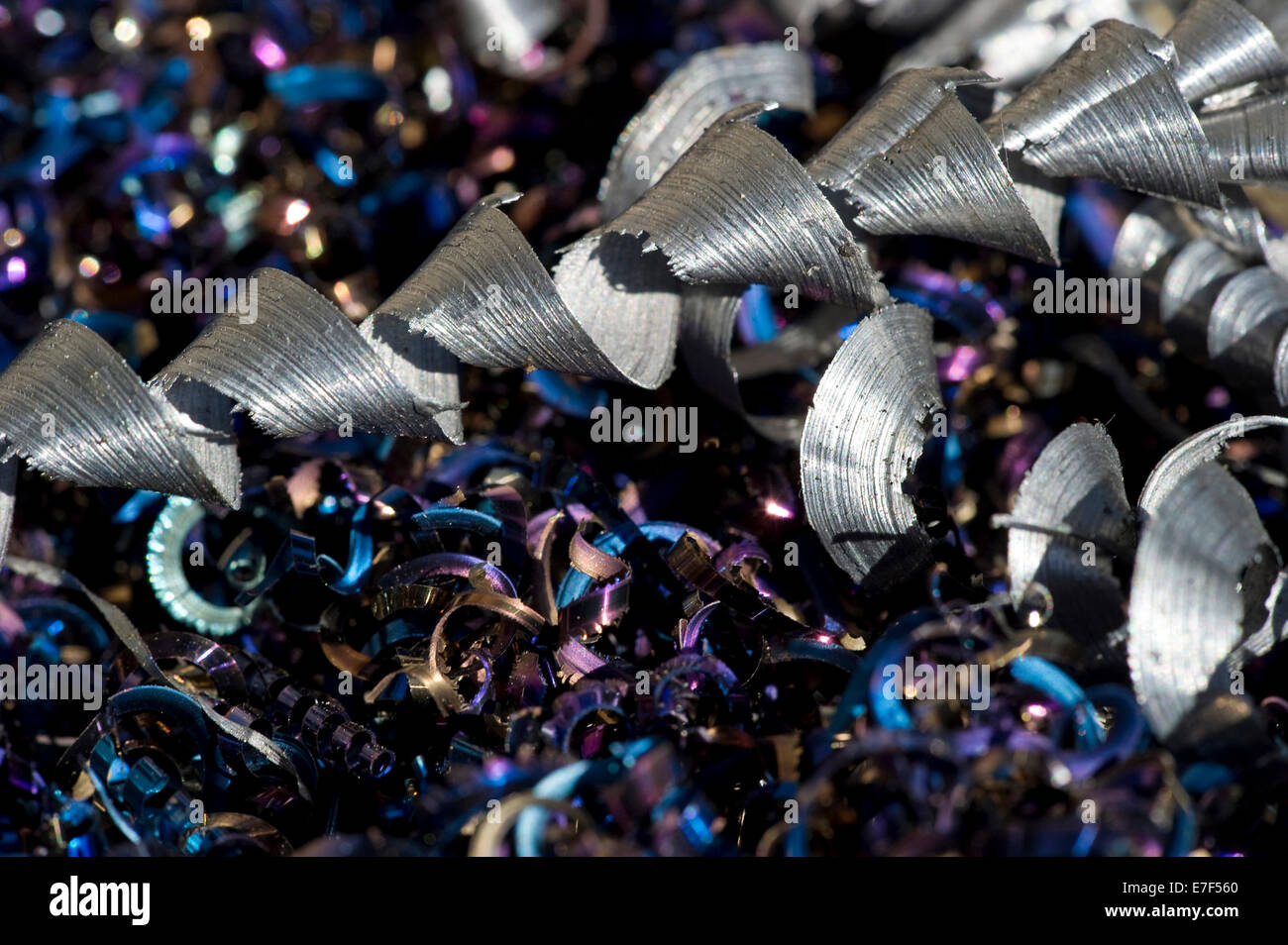 Turned metal shavings created during milling Stock Photo - Alamy