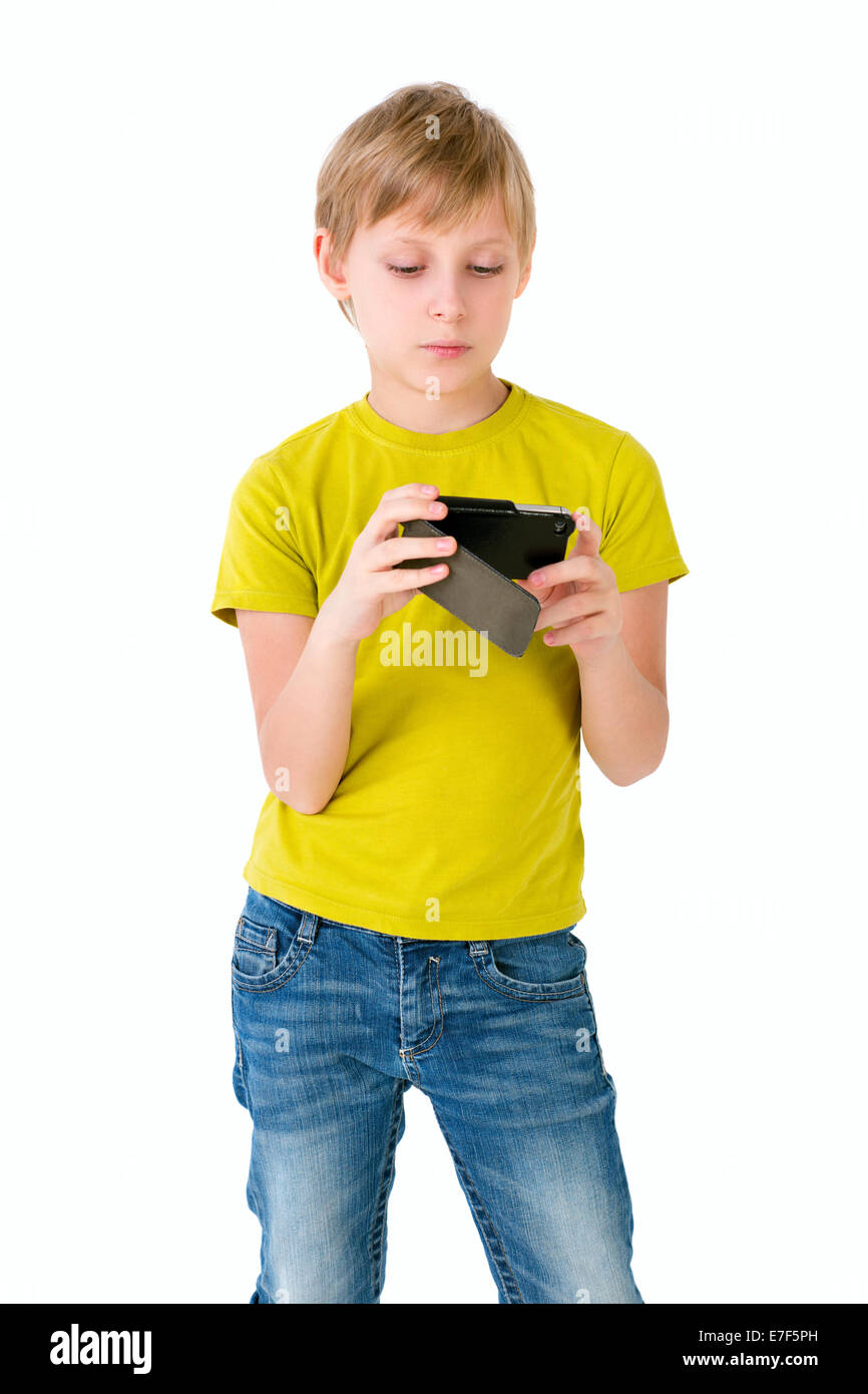 Boy with phone Stock Photo - Alamy