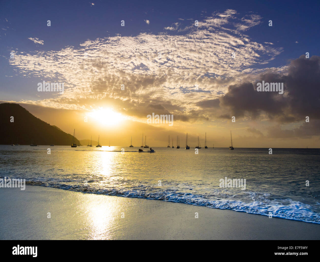 Beach with sailing yachts near Rodney Bay, Saint Lucia, Windward ...
