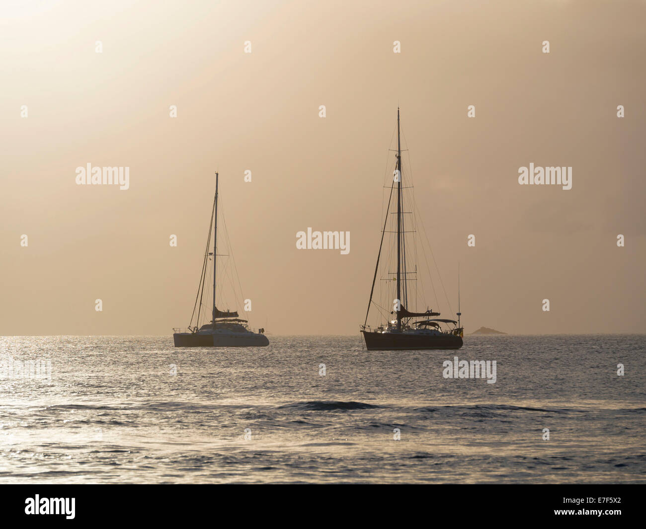 Sailing yachts at twilight near Rodney Bay, Saint Lucia, Lesser ...