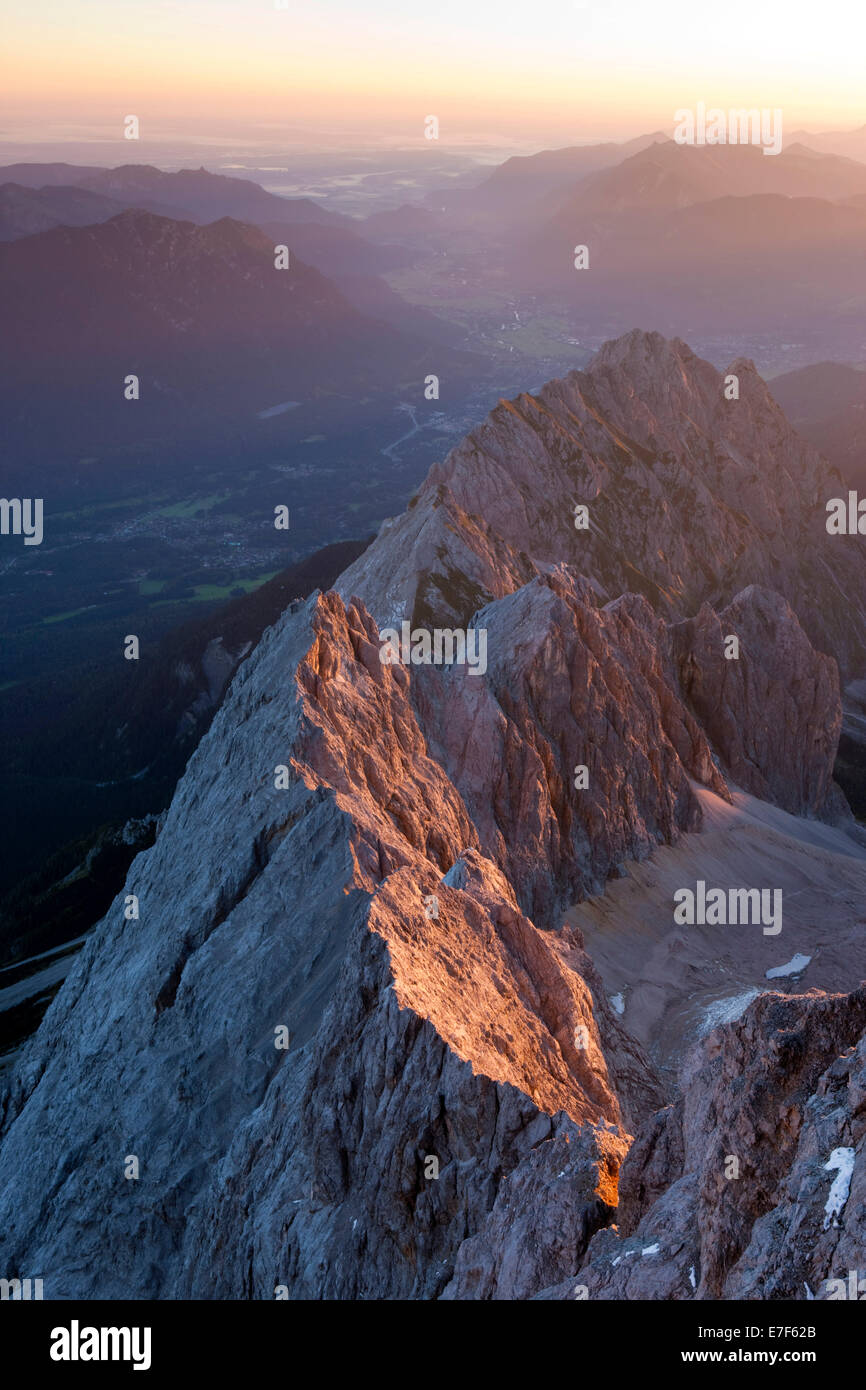 View from Mt Zugspitze of the Waxenstein Range and Höllental Valley, in ...