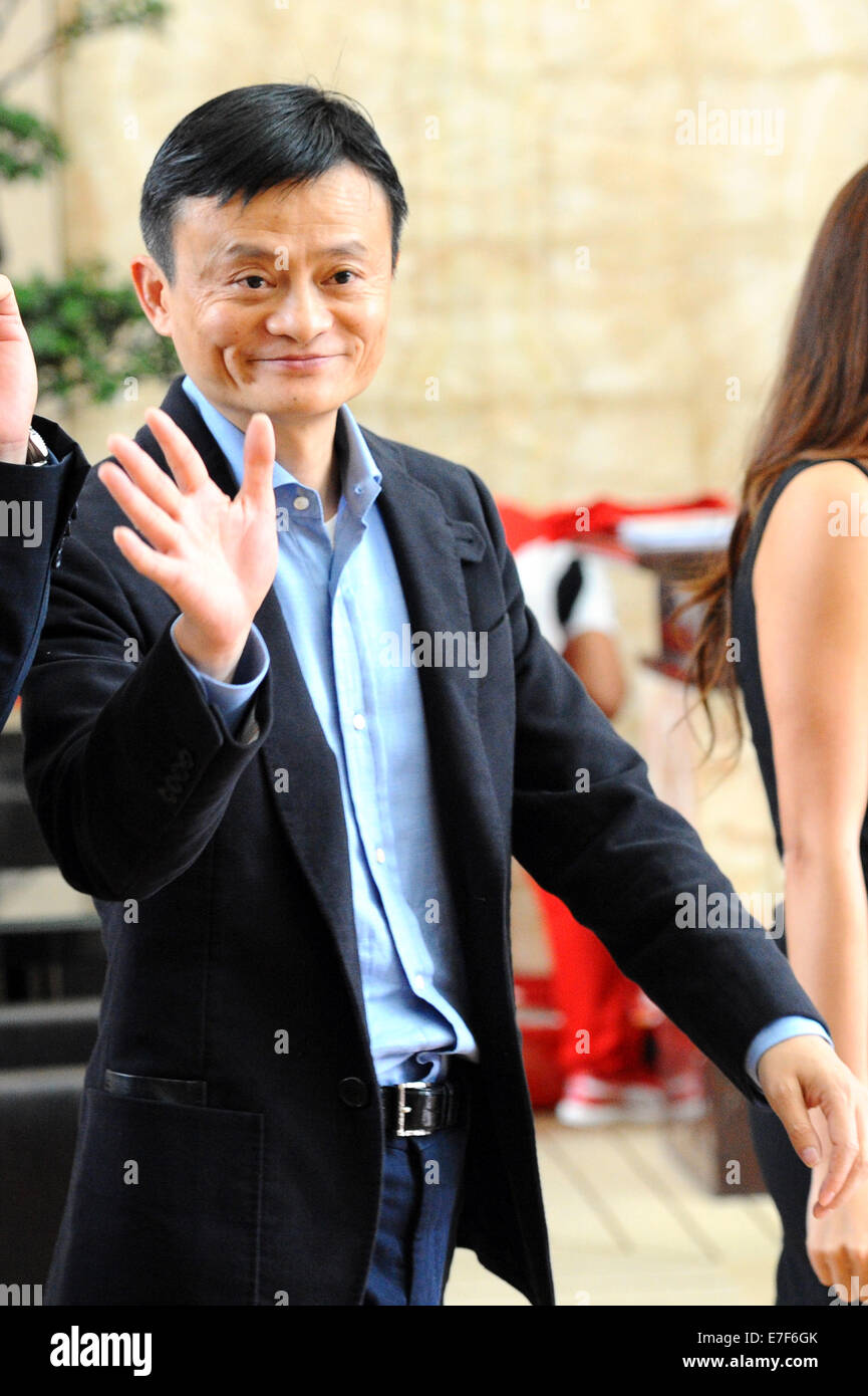 Singapore. 16th Sep, 2014. Founder and chairman of Alibaba Group Ma Yun ...