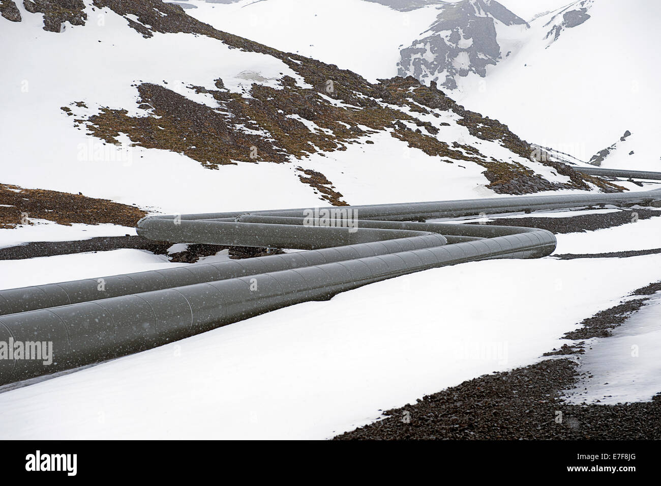 Power plant pipes in arctic landscape Stock Photo - Alamy
