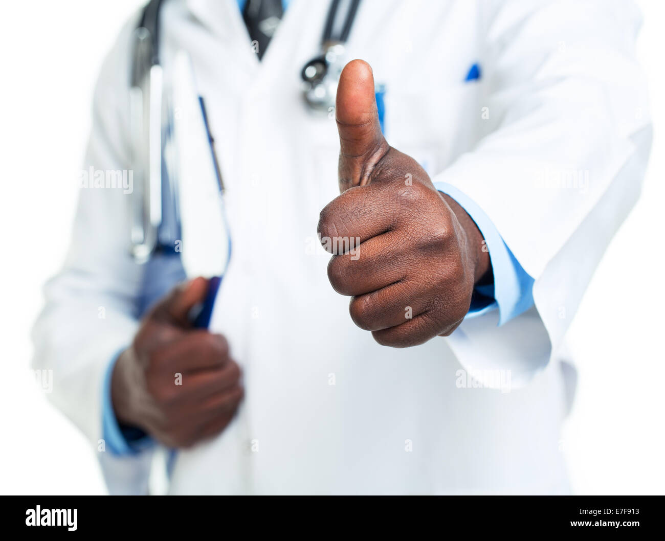 Doctor with finger up on white background Stock Photo - Alamy