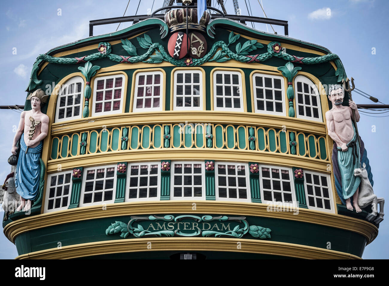 Ornate decorations on ship's windows Stock Photo - Alamy