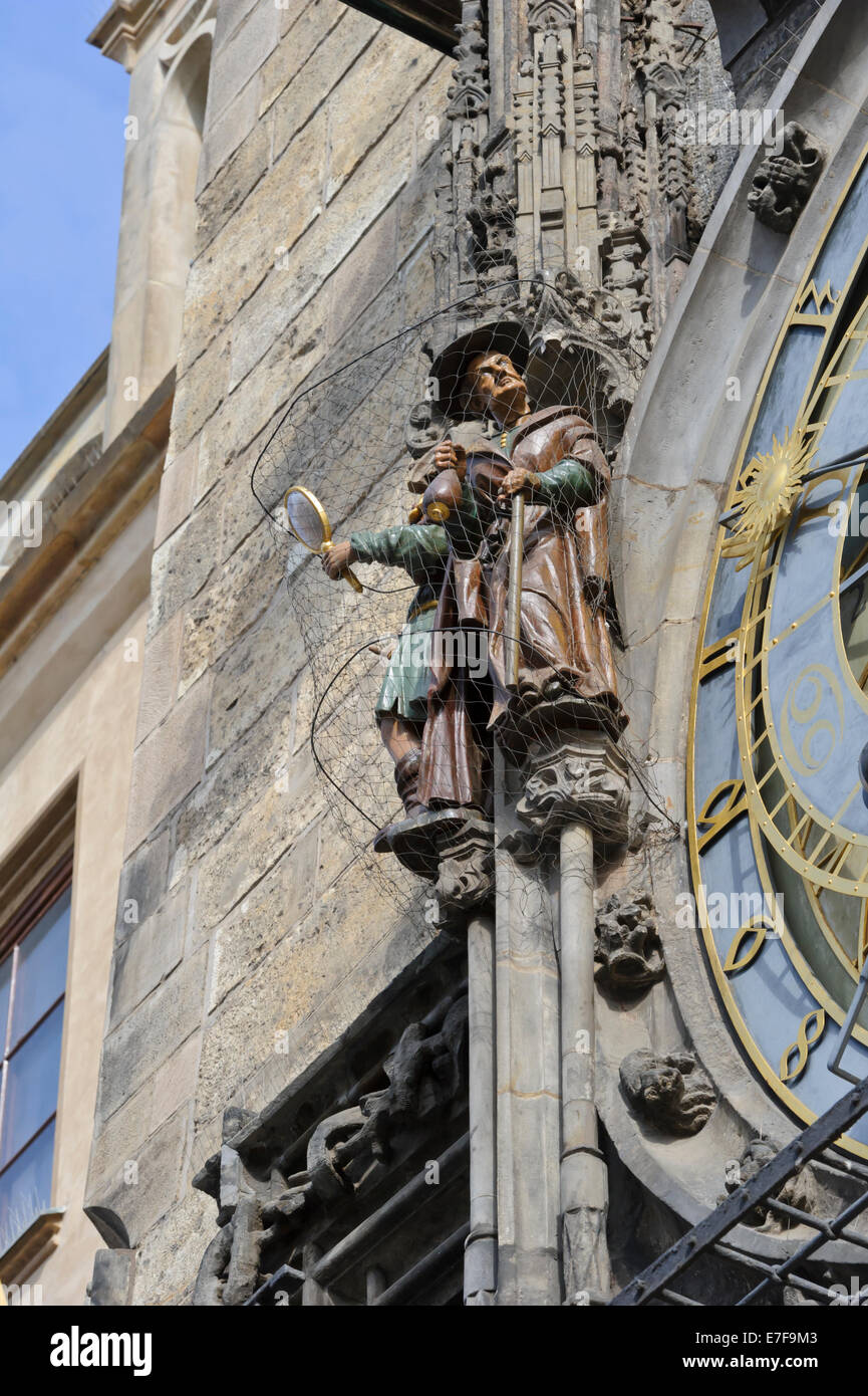 Small colourful sculptures in front of the famous Astronomical clock ...